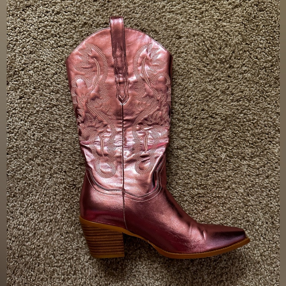 Pink Metallic Cowgirl Boots - Gem